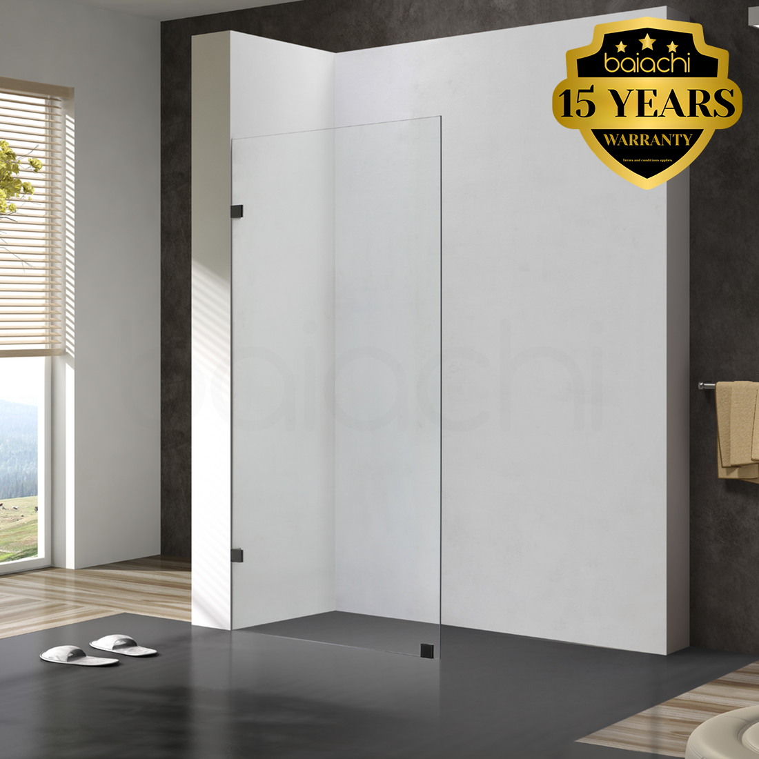 Frameless Shower Screen 900mm Gun Metal