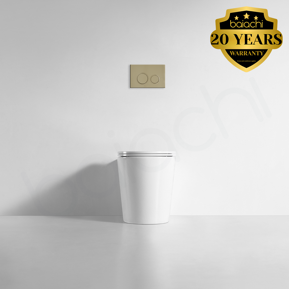 Ballina Rimless In Wall Toilet Suite with Round Brushed Gold Flushing ...