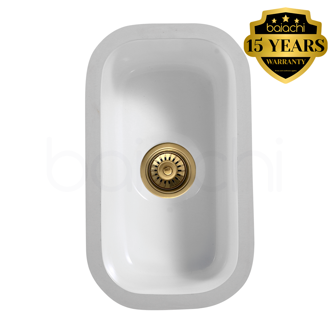 Baiachi Ceramic Kitchen and Laundry Sink Brushed Gold Waste