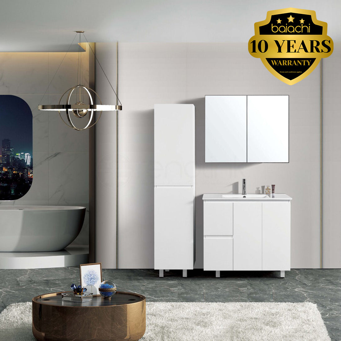Ivana 900mm PVC Water Proof Bathroom Vanity Left Drawers Cabinet
