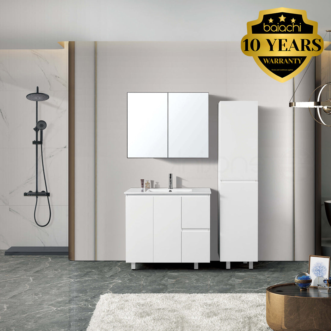 Ivana 900mm PVC Water Proof Bathroom Vanity Right Drawers Cabinet